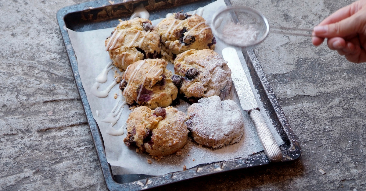 Blueberry Rooibos Scones with Yoghurt Glaze – Joekels Tea Shop